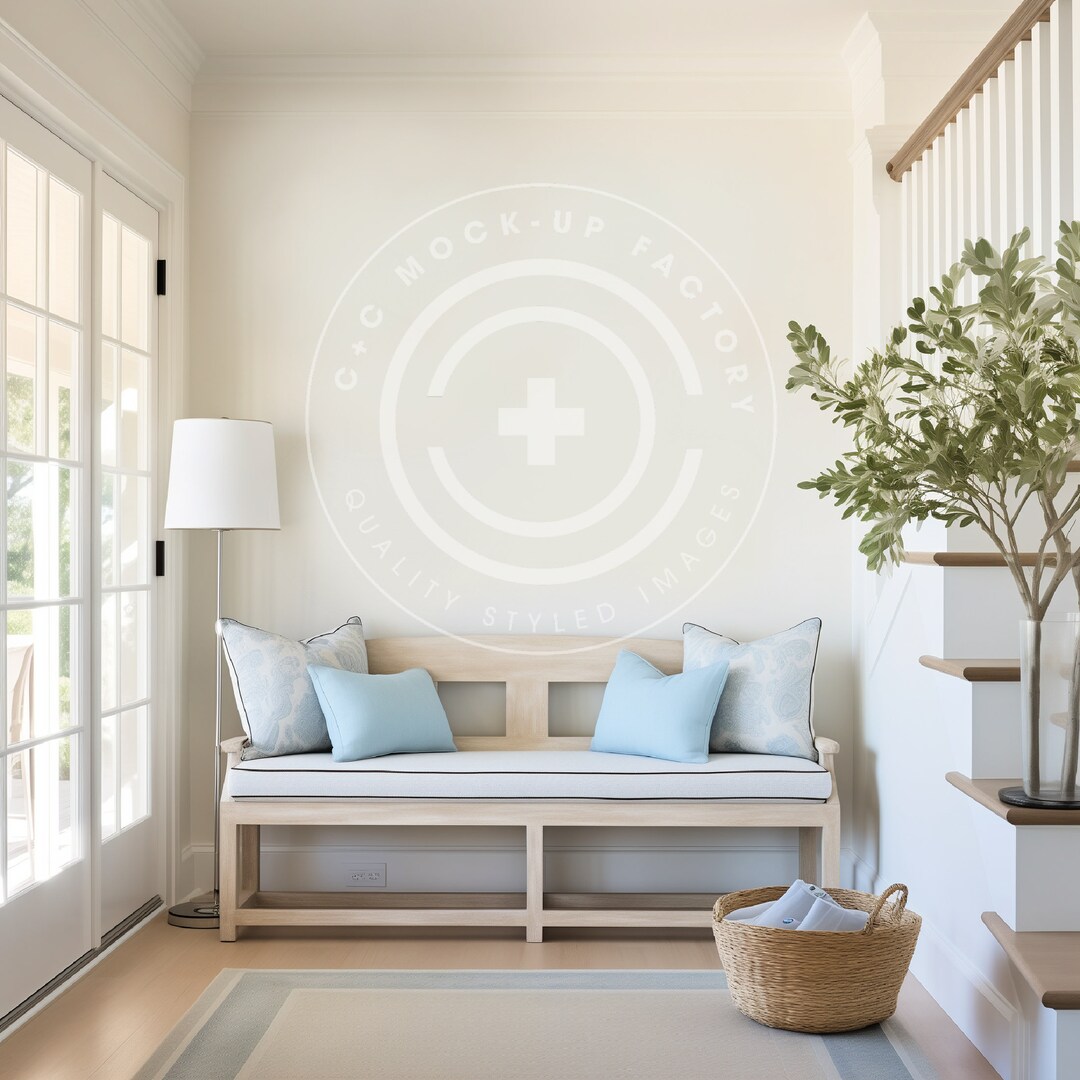 Entryway Mockup Blank Wall Art Photo - Stylish Coastal Beach House ...