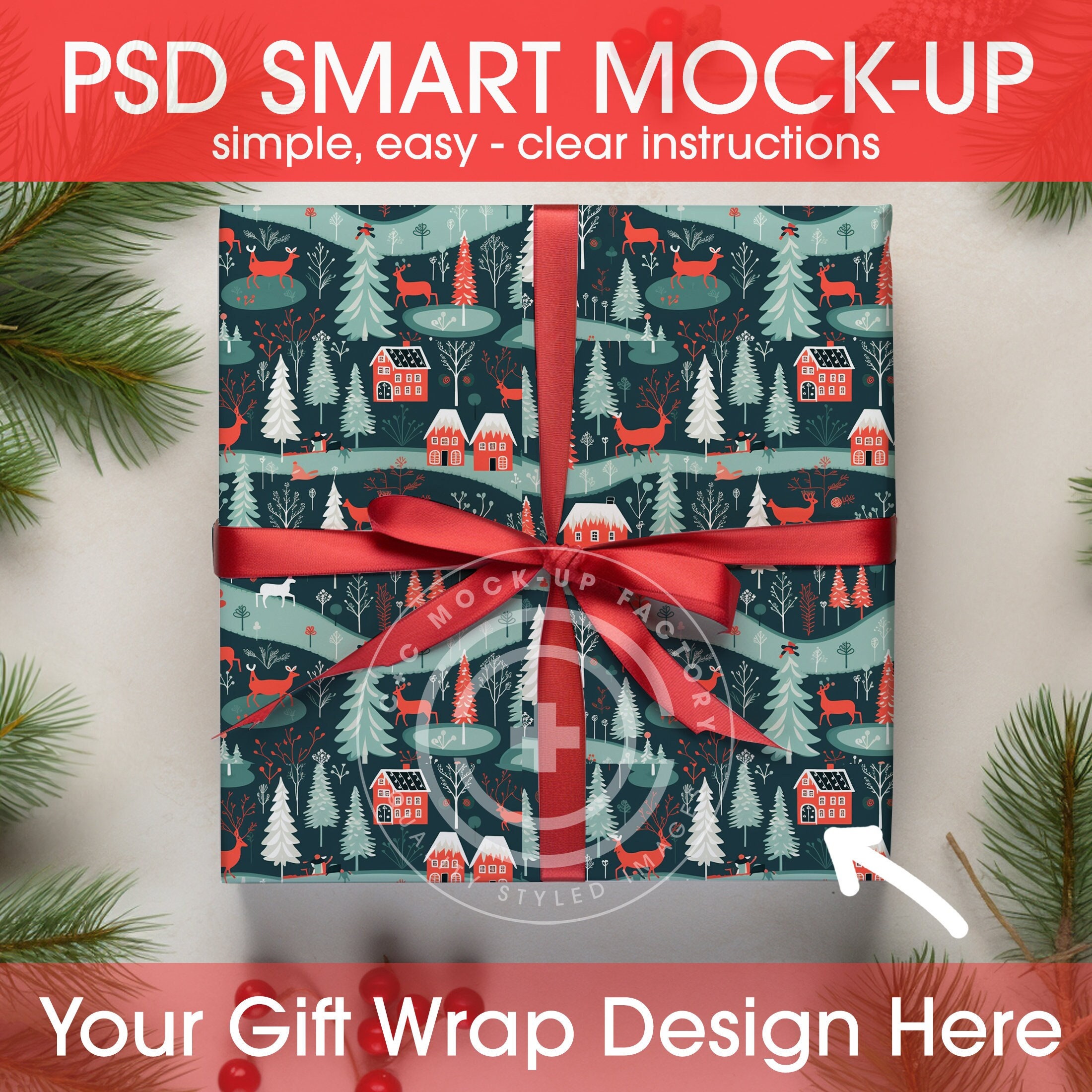 PSD Smart Gift Wrapping Paper Mockup Christmas Gift Wrap - Etsy