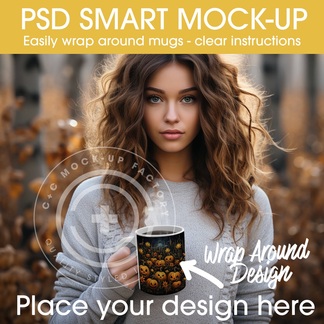 PSD Smart 11oz White Coffee Mug Mockup, Autumn, Editable Photo Mockup ...