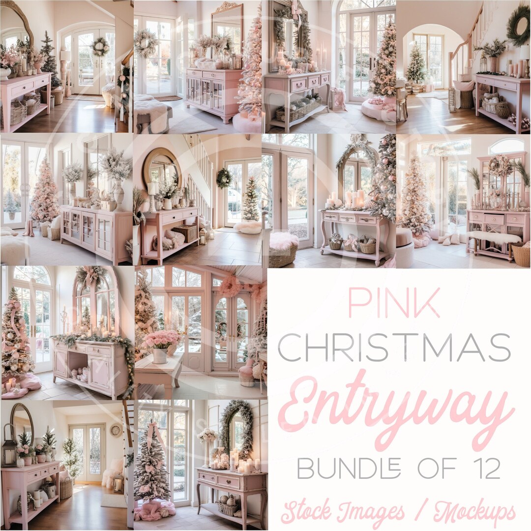 Pink Holiday Mockup Photo Bundle - Set of 12 Entryway Images Pink ...
