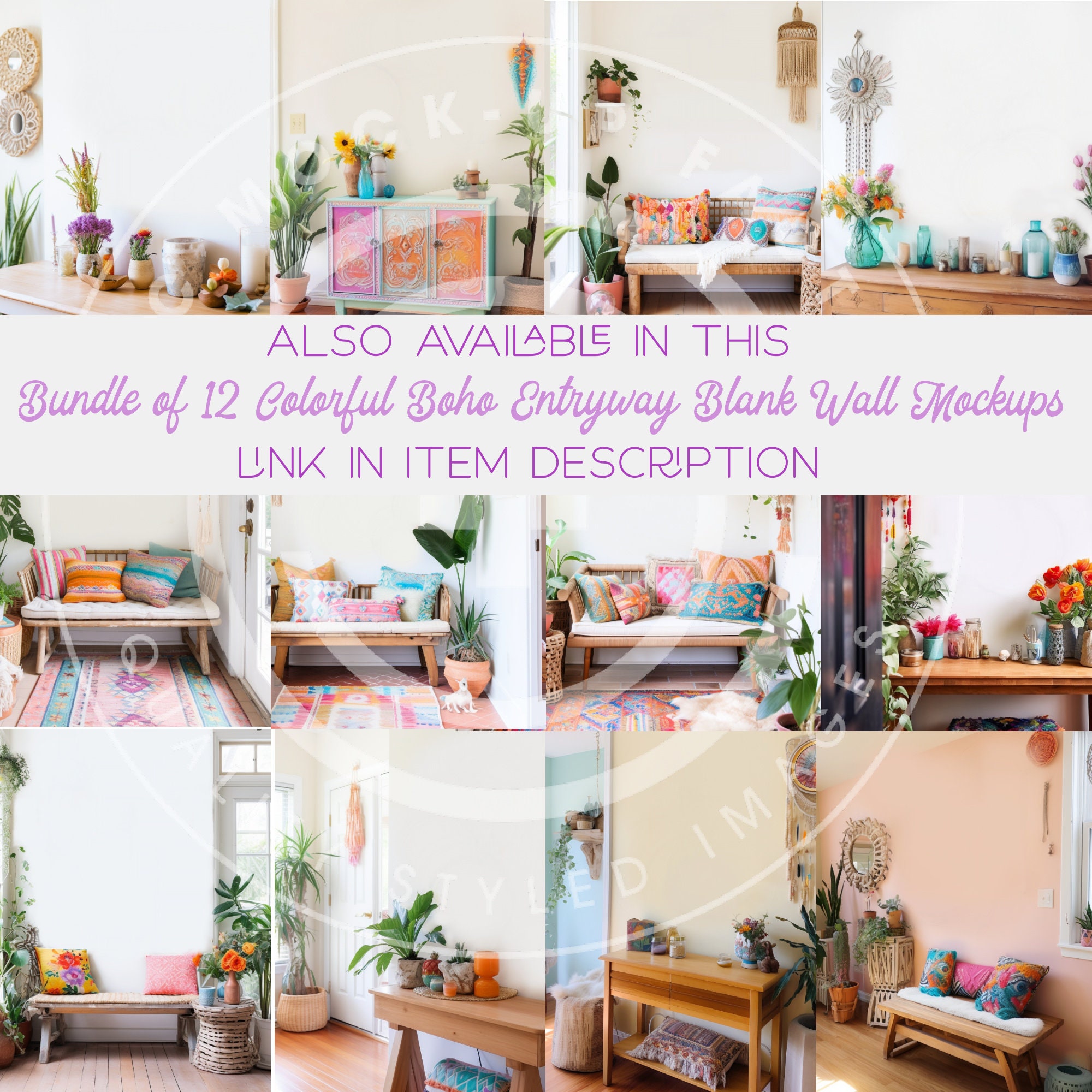 Entryway Boho Blank Wall Mockup Photo - Colorful Indie Boho Hippie ...