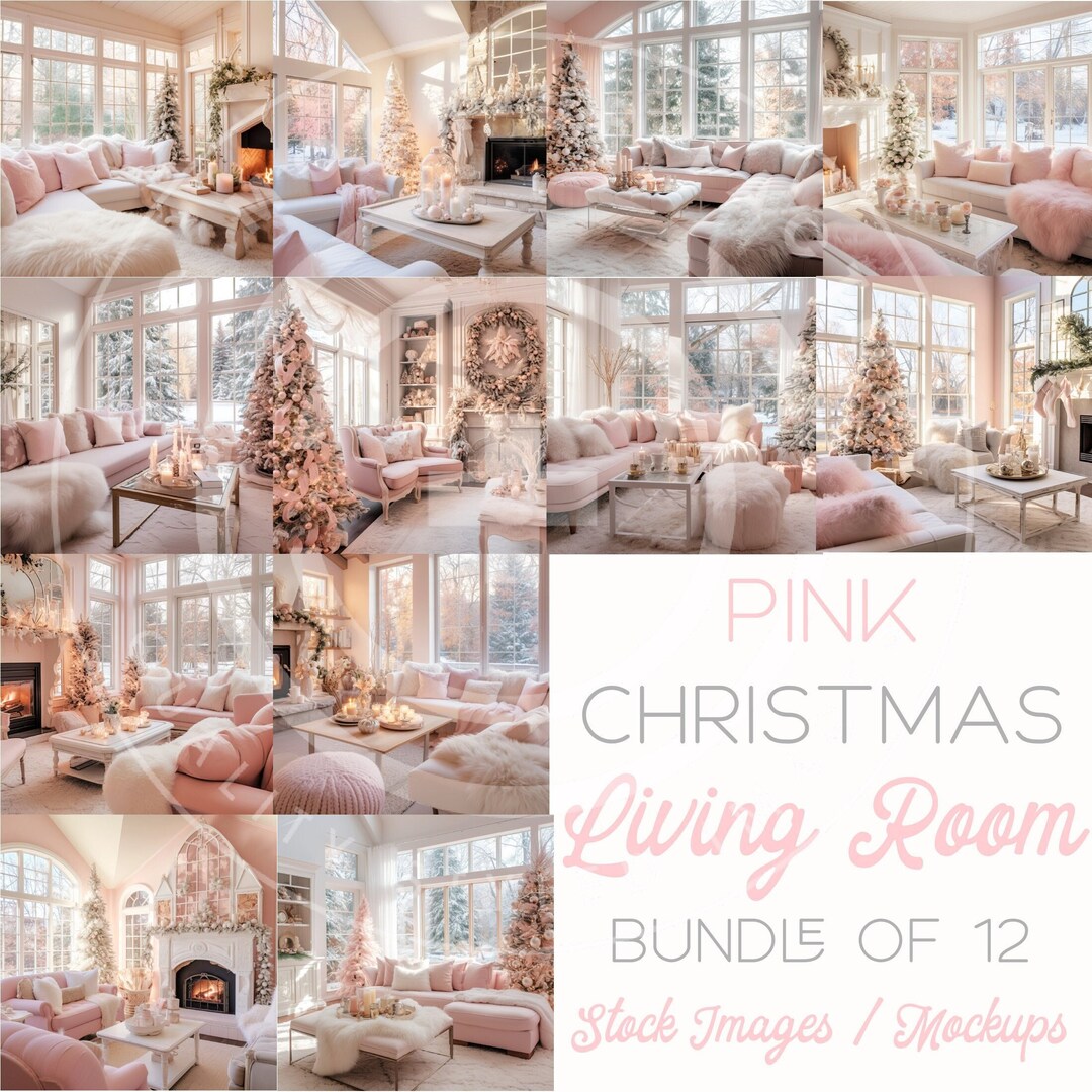 Pink Holiday Mockup Photo Bundle - Set of 12 Living Room Images Pink ...