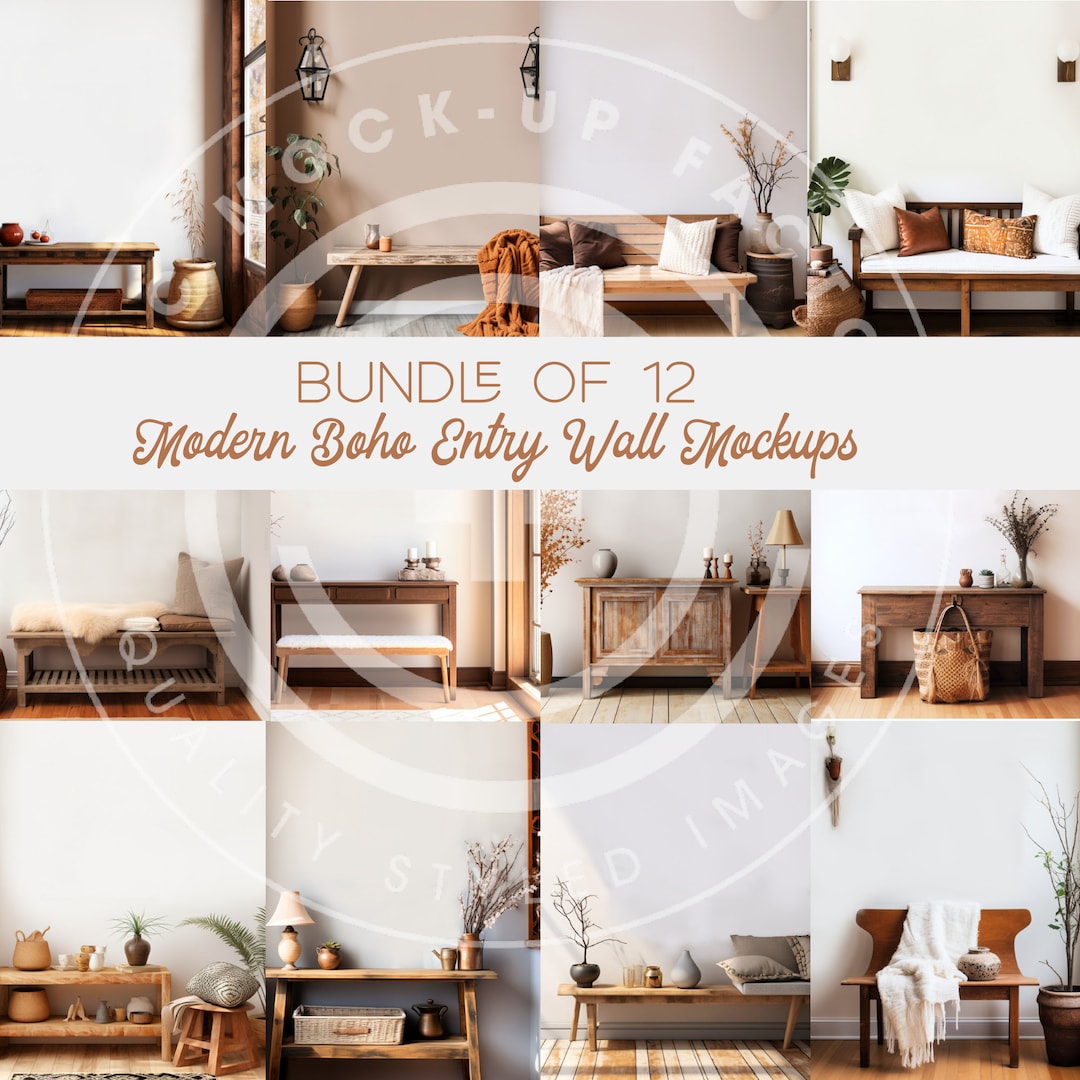 Entryway Blank Wall Art Mockup Photo Bundle - Set of 12 Entryway Wall ...