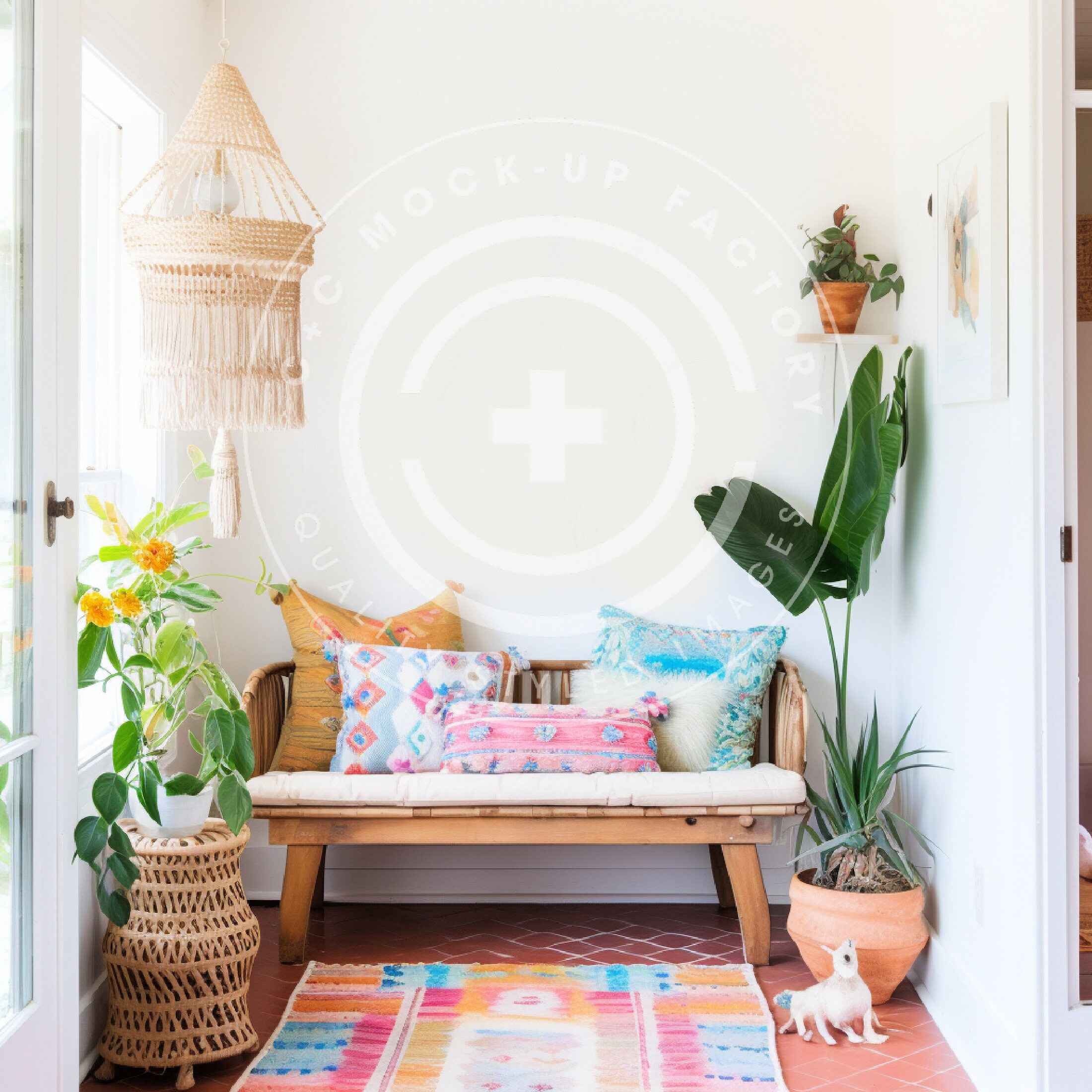 Entryway Boho Blank Wall Mockup Photo Colorful Indie Boho Hippie ...
