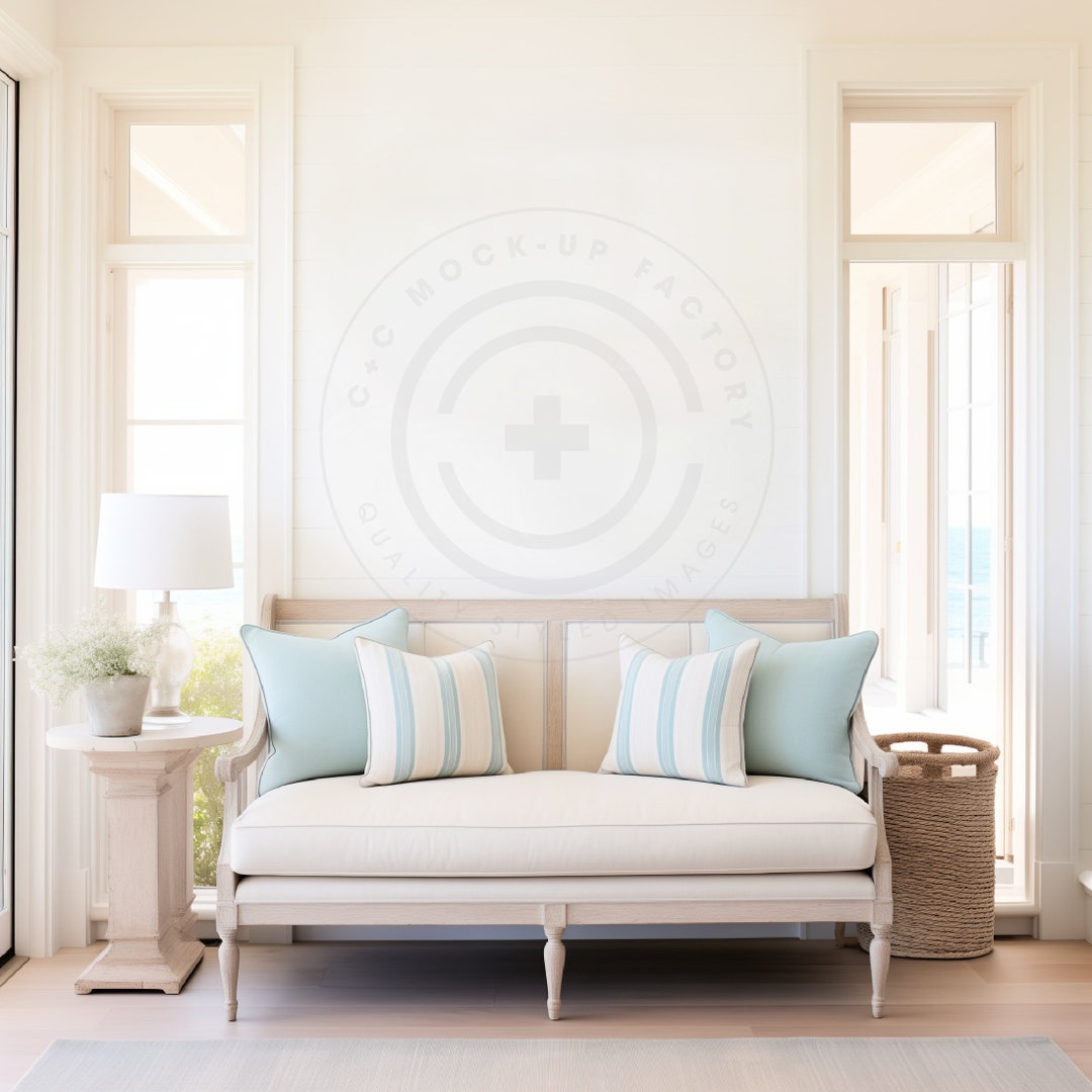 Entryway Mockup Blank Wall Art Photo - Stylish Coastal Beach House ...