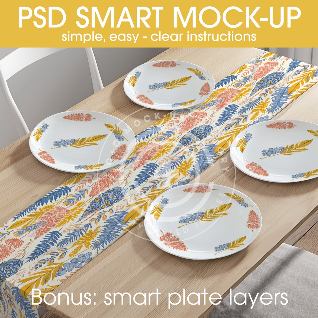 PSD Smart Table Runner (AOP), All-over Printing Table Runner Mockup ...