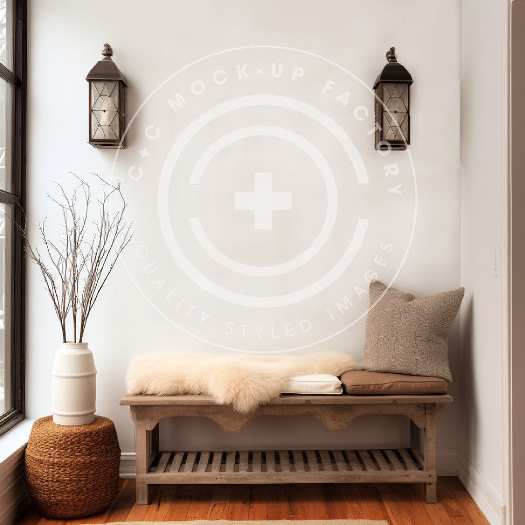 Entryway Boho Blank Wall Mockup Photo - Modern Boho Hippie Aesthetic ...