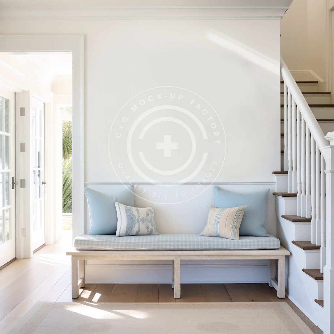 Entryway Mockup Blank Wall Art Photo - Stylish Coastal Beach House ...