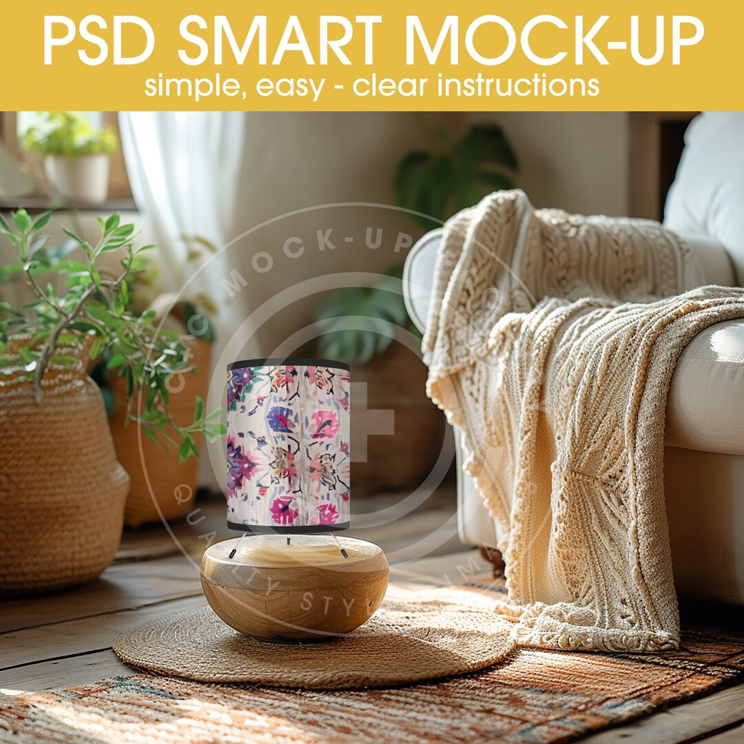 Tripod Lamp Mockup, Editable PSD Smart Photo Mockup, AOP Lamp on ...