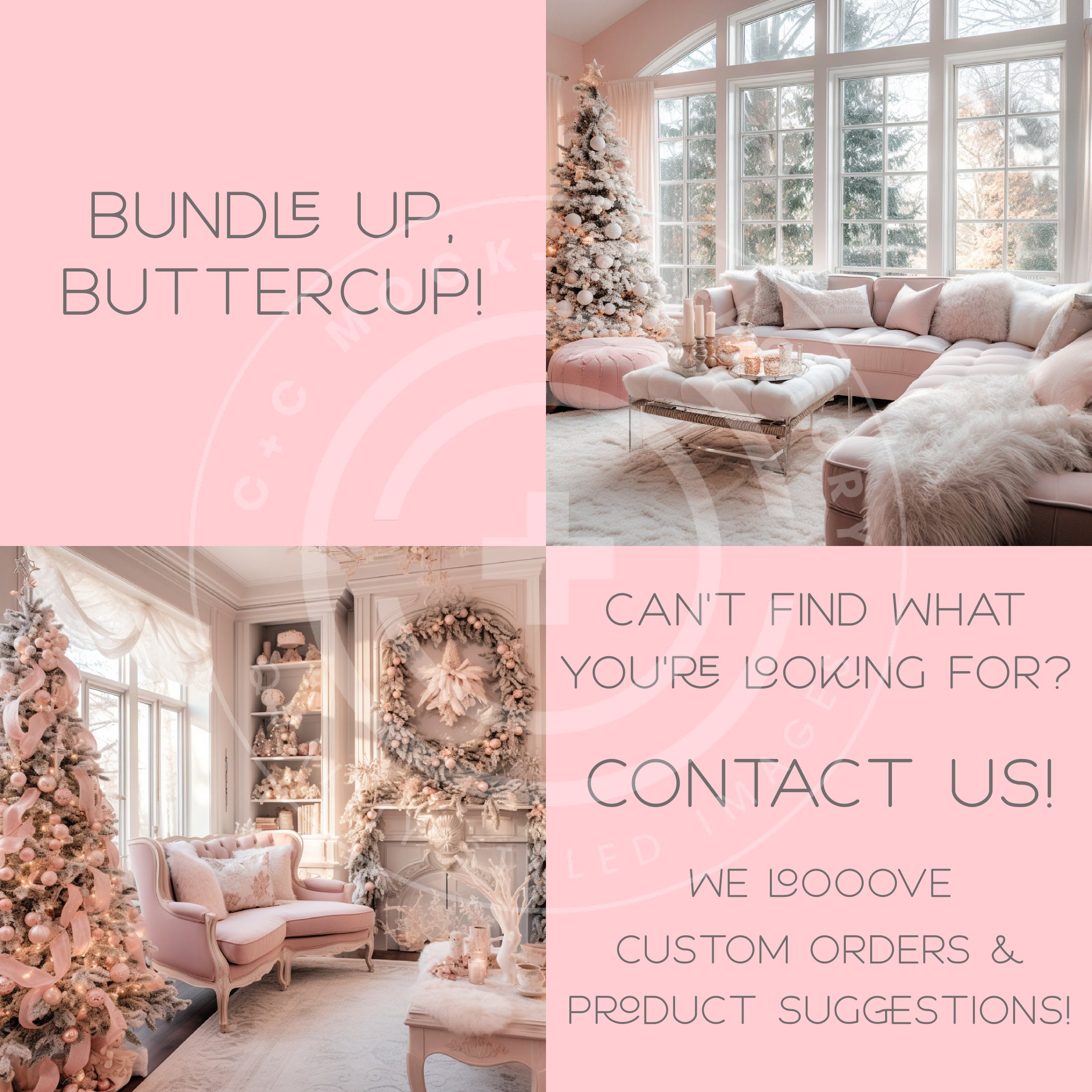 Pink Holiday Mockup Photo Bundle - Set of 12 Living Room Images Pink ...