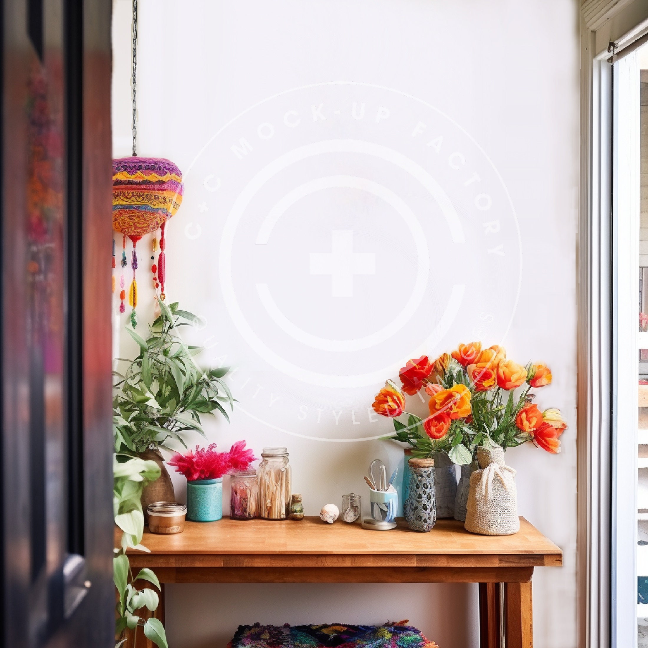 Entryway Boho Blank Wall Mockup Photo Colorful Indie Boho - Etsy