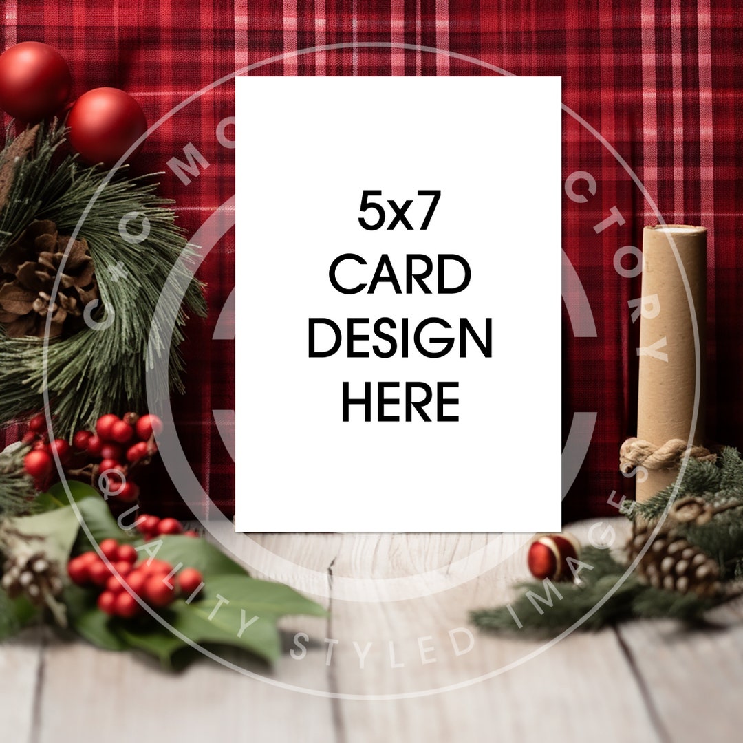 Christmas 5 X 7 Greeting Card Mockups, Merry Christmas Card Backgrounds ...