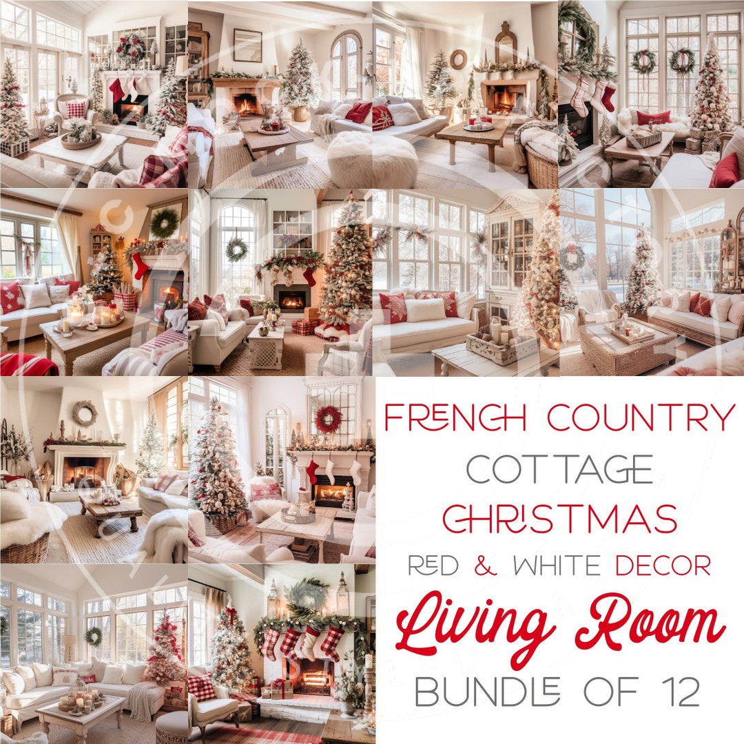 Holiday Mockup Photo Bundle - Set of 12 Living Room Images Red & White ...