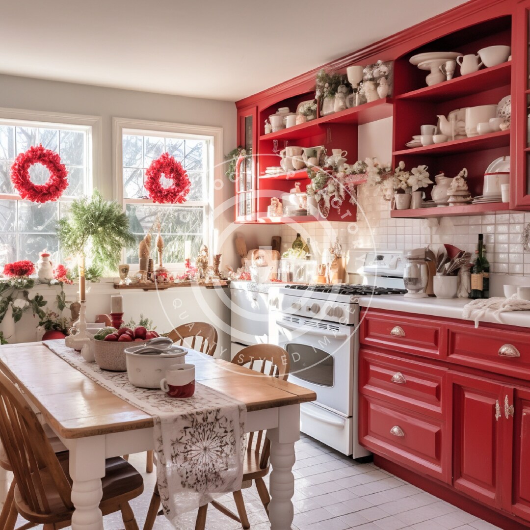 Christmas Kitchen Stock Image Mockup Photo - French Country Christmas ...
