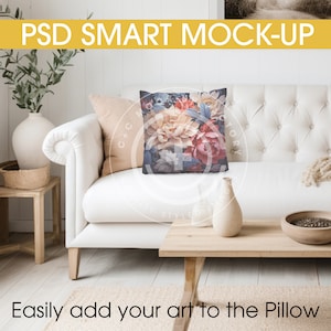 PSD Smart Pillow Aop Mockup, Editable Pillow Mockup, Living Room Mockup ...