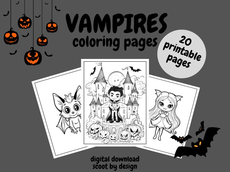 Vampire Coloring Pages, Halloween Coloring Pages for Kids and Adults ...