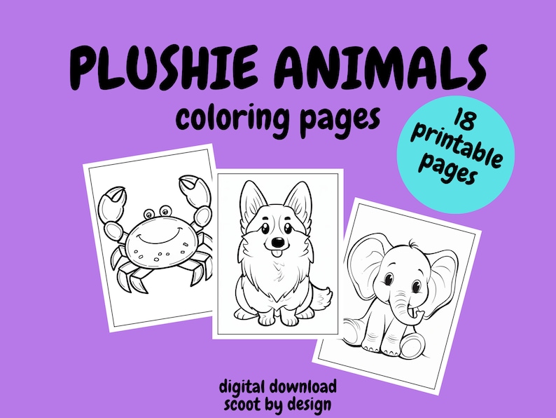 Plushie Animals Coloring Pages, Stuffed Animal Coloring Pages for Kids ...