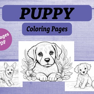 Puppy Coloring Pages, Cute Puppies, Printable Coloring Sheets, Instant ...