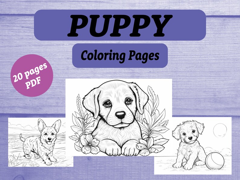 Puppy Coloring Pages, Cute Puppies, Printable Coloring Sheets, Instant ...