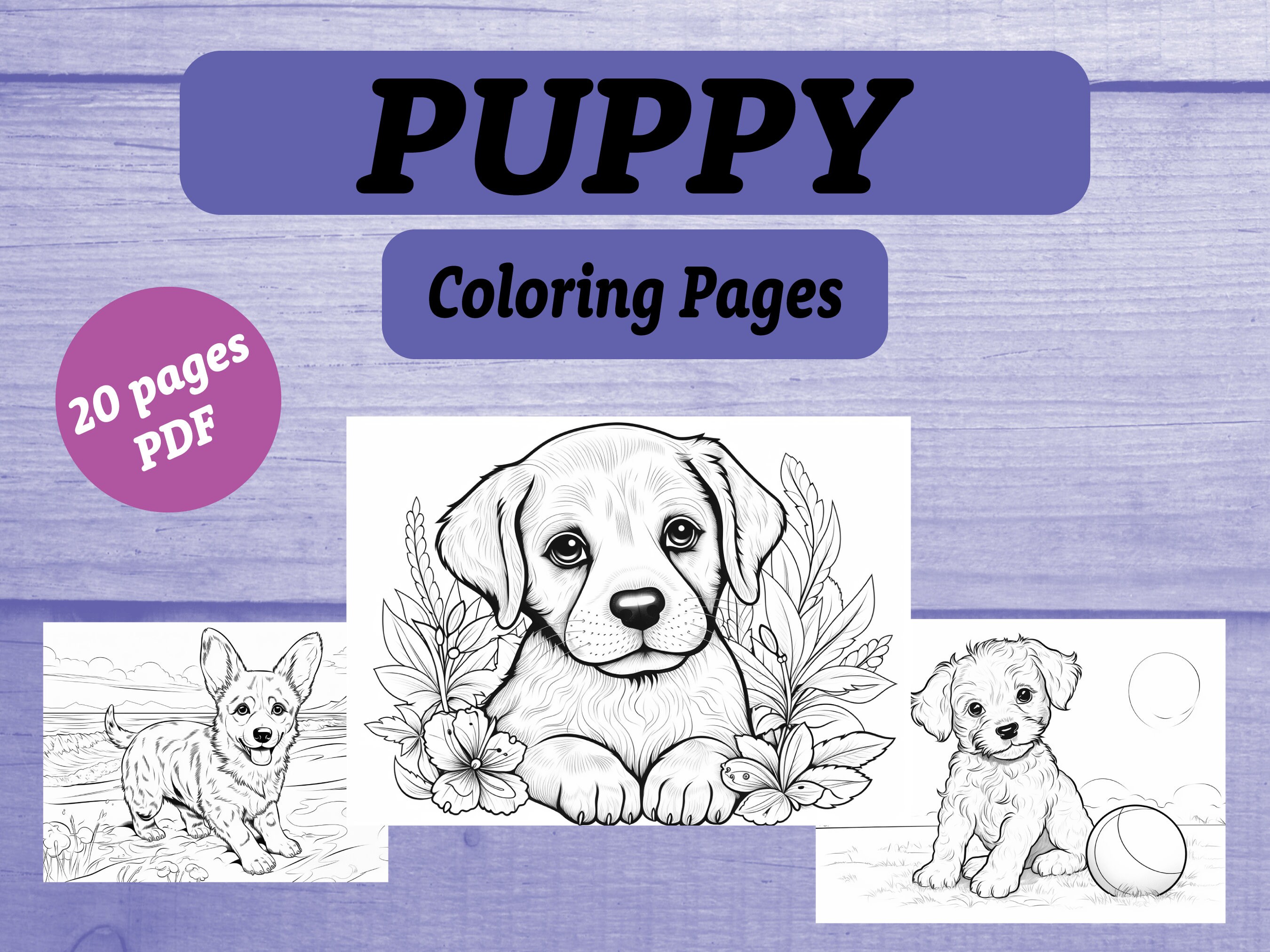 Puppy Coloring Pages, Cute Puppies, Printable Coloring Sheets, Instant ...