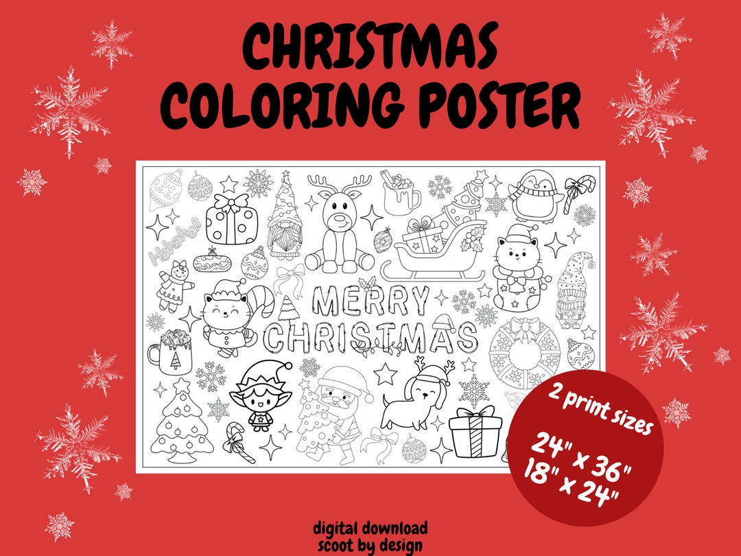 Christmas Poster Coloring Page Large Poster Coloring Page for - Etsy