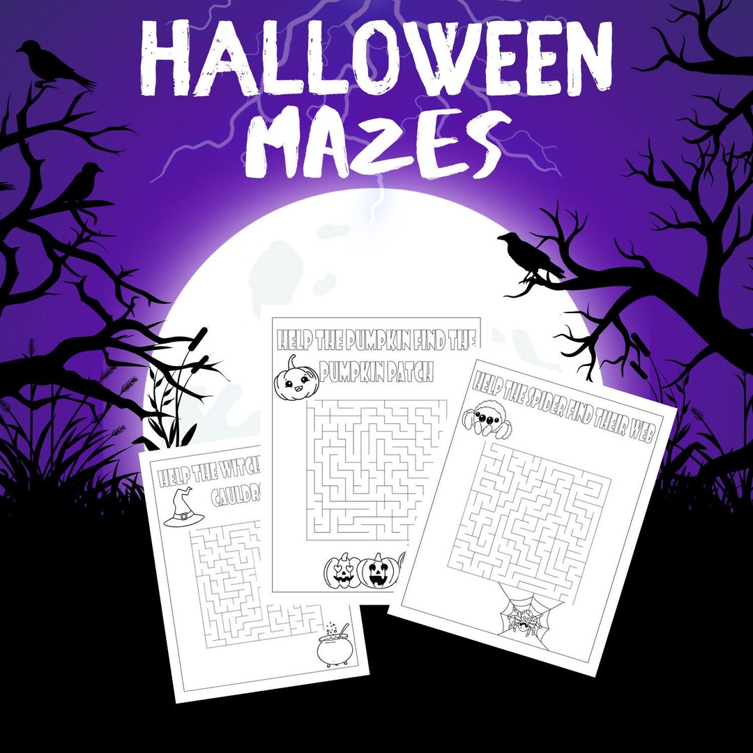 Halloween Mazes, 12 Printable Downloaded Mazes, Fun for Kids and Adults ...