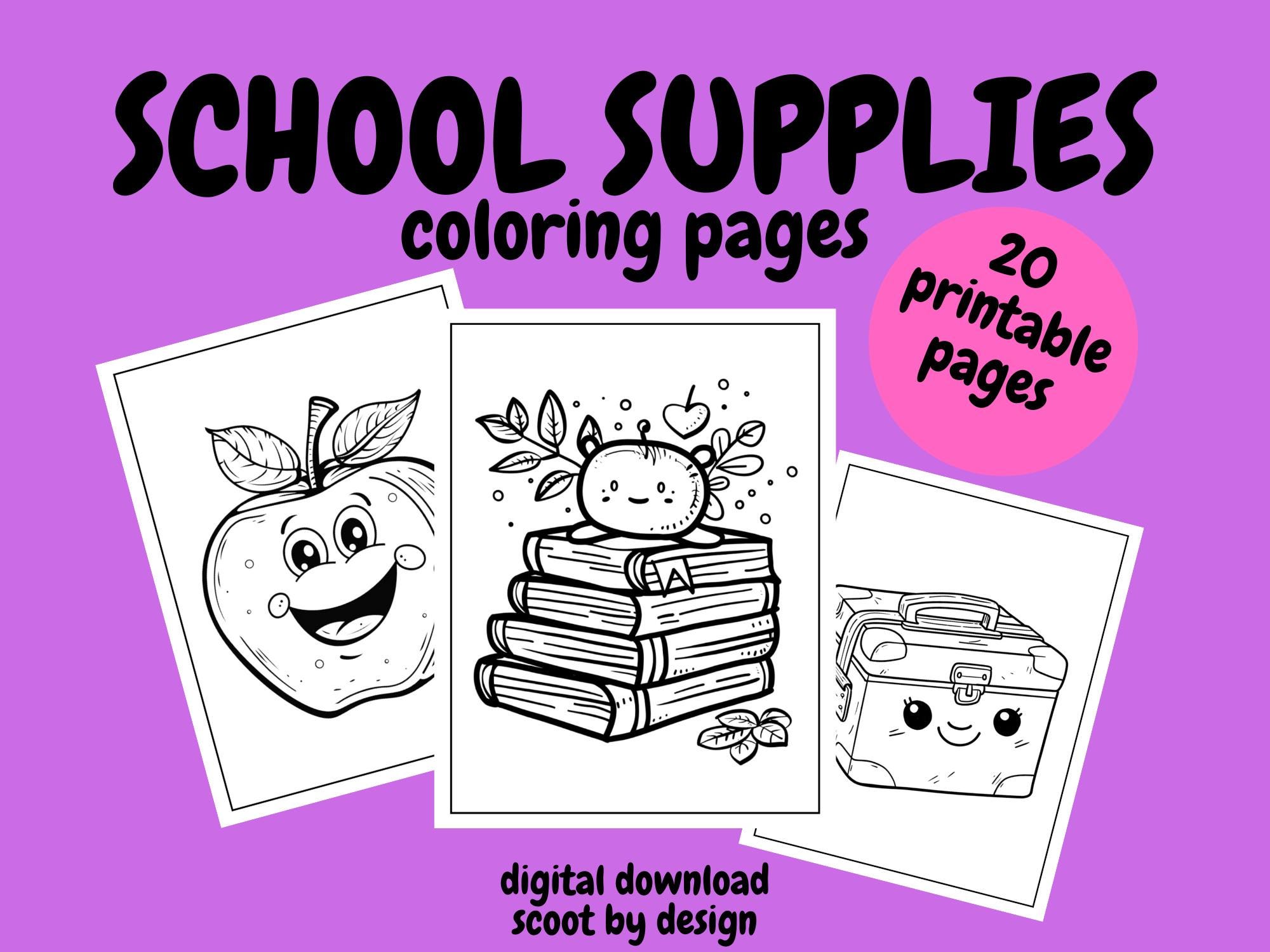 School Supplies Coloring Pages, Back to School Coloring Pages for Kids ...