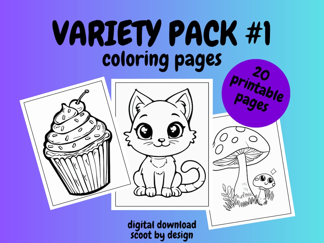 Variety Coloring Pages Package, Coloring Pages for Kids and Adults ...