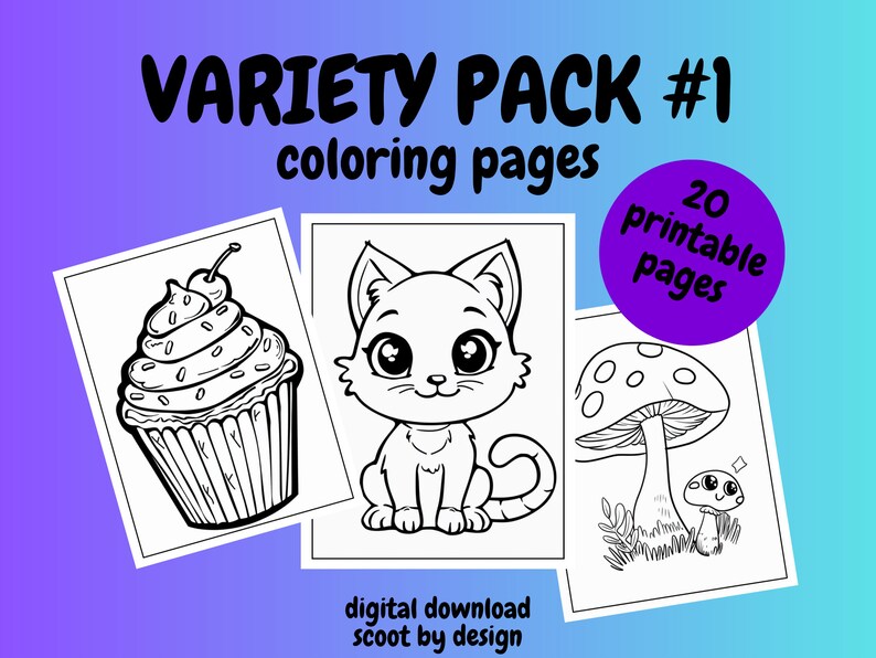 Variety Coloring Pages Package, Coloring Pages for Kids and Adults ...