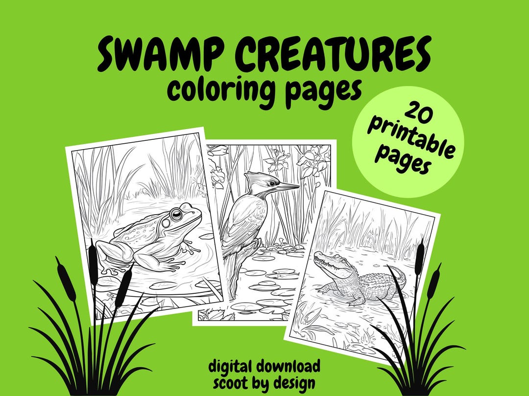 Swamp Creatures Coloring Pages, Coloring Pages for Kids and Adults ...