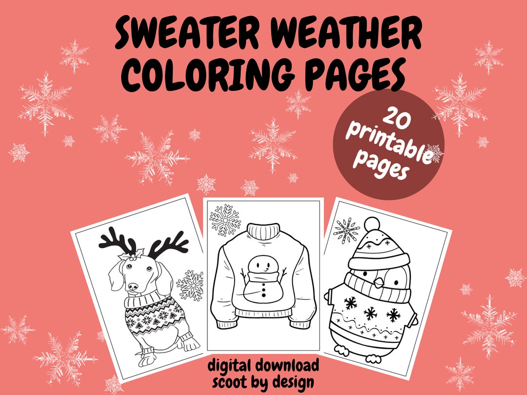 Sweater Weather Coloring Pages Cute Warm Sweater Coloring - Etsy