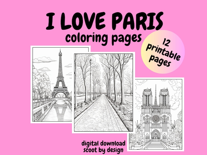I Love Paris Coloring Pages, Parisian Themed Coloring, Coloring Pages ...