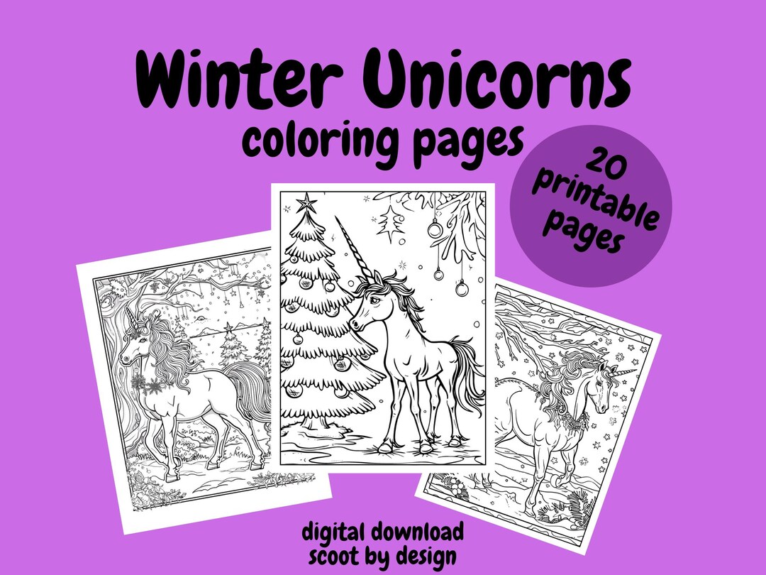 Winter Unicorns Coloring Pages, Coloring Pages for Kids and Adults ...