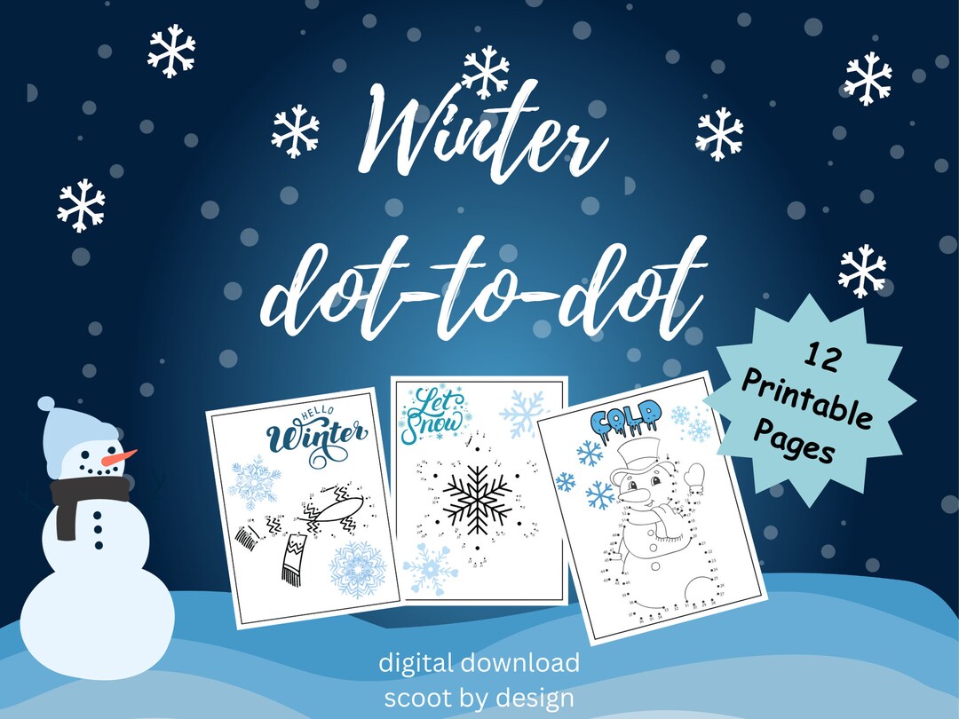 Winter Dot-to-dot Activity Pages, Activity Pages for Kids and Adults ...