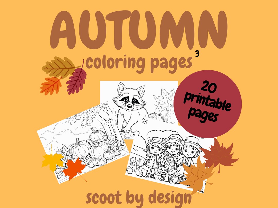 Autumn Coloring Pages, Autumn Coloring for Kids and Adults, Fall ...