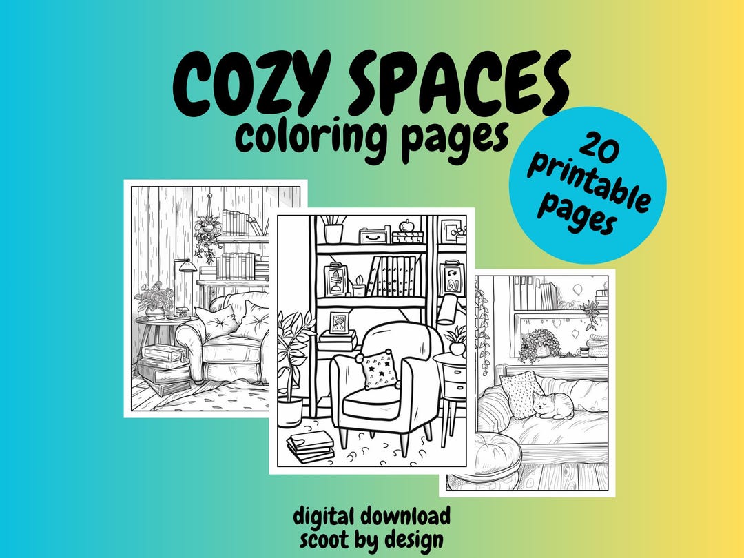 Cozy Spaces Coloring Pages, Cozy Place Coloring Pages for Kids and ...