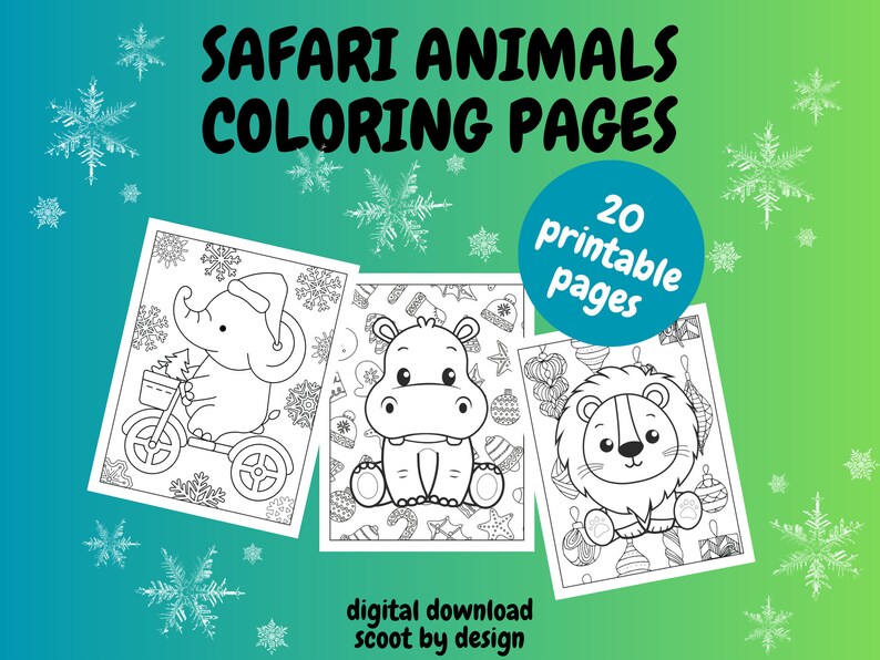 Safari Animals Coloring Pages Animal Coloring Pages for Kids - Etsy