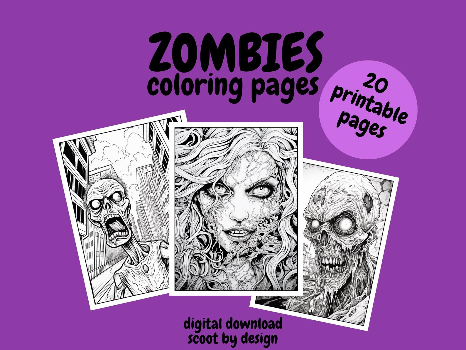 Zombies Coloring Pages, Zombie Coloring Pages for Kids and Adults ...