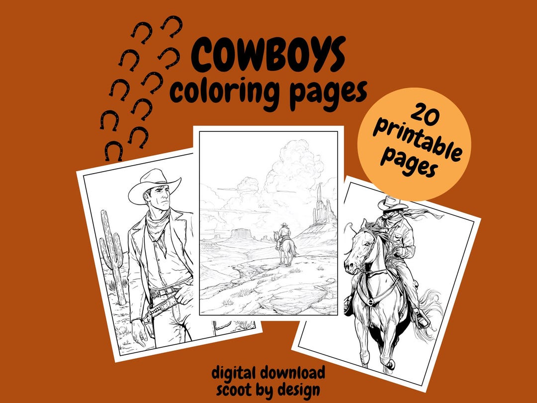 Cowboys Coloring Pages | Printable Western Coloring Sheets | Digital ...