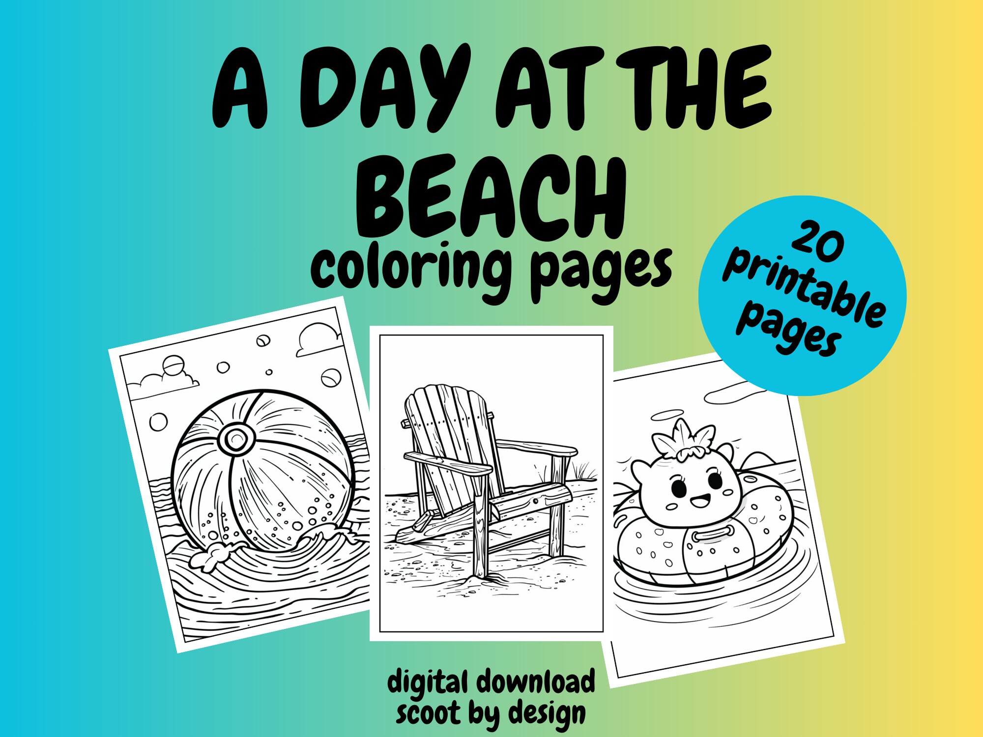 A Day at the Beach Coloring Pages, Coloring Pages for Kids and Adults ...