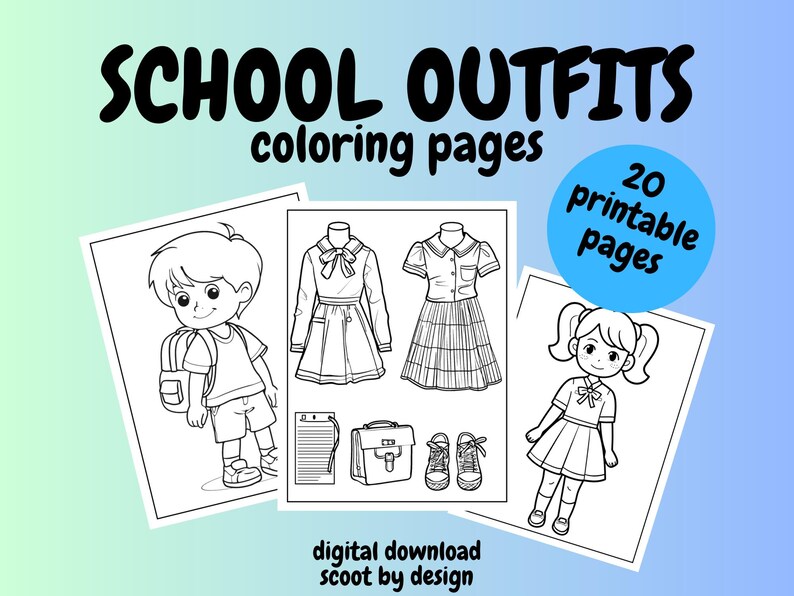 School Outfits Coloring Pages, Back to School Coloring Pages for Kids ...