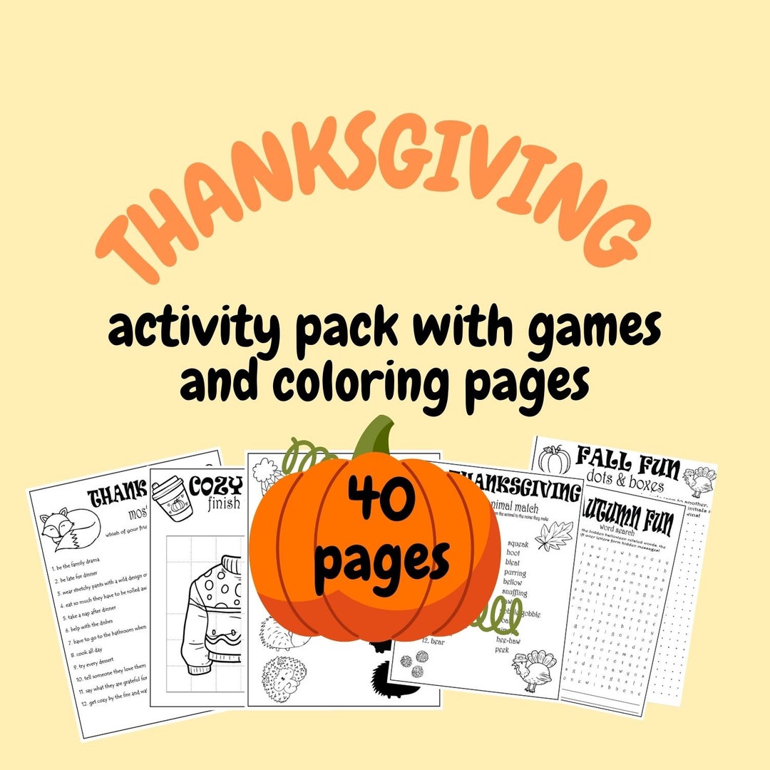 Thanksgiving Activity Pack Thanksgiving Fun and Games - Etsy