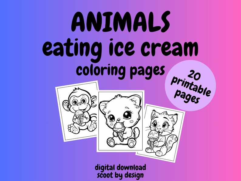 Animals Eating Ice Cream Coloring Pages, Coloring Pages for Kids and ...
