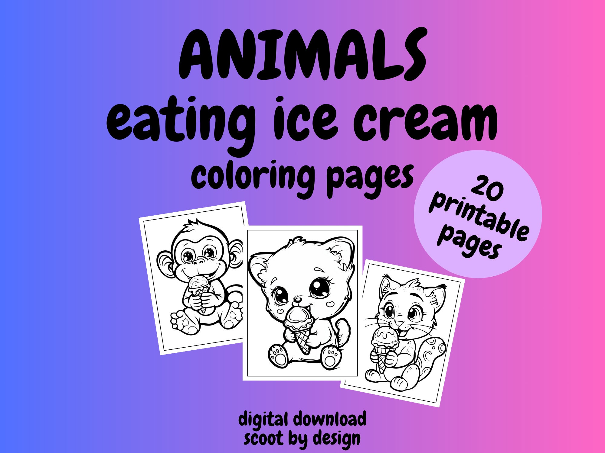 Animals Eating Ice Cream Coloring Pages, Coloring Pages for Kids and ...
