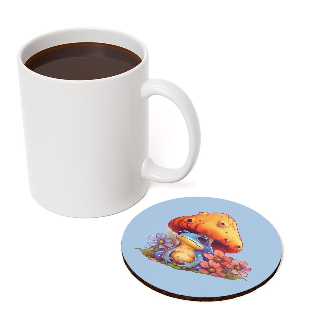 Frog Coaster, Frog With Mushroom, Frog Lover Gift, Tea Coaster, Cottage ...