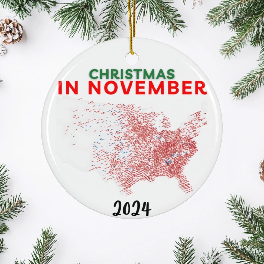 Trump Red State Election Swing Map Ornament, 2024 Christmas in November ...