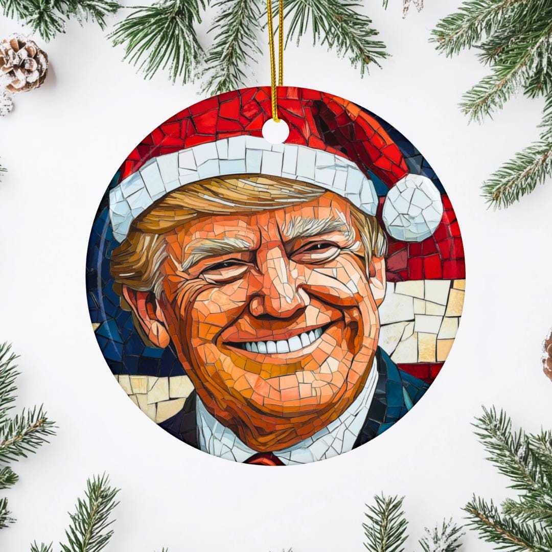 2024 Trump Mosaic Christmas Ornament, American Pride Christmas Ornament ...