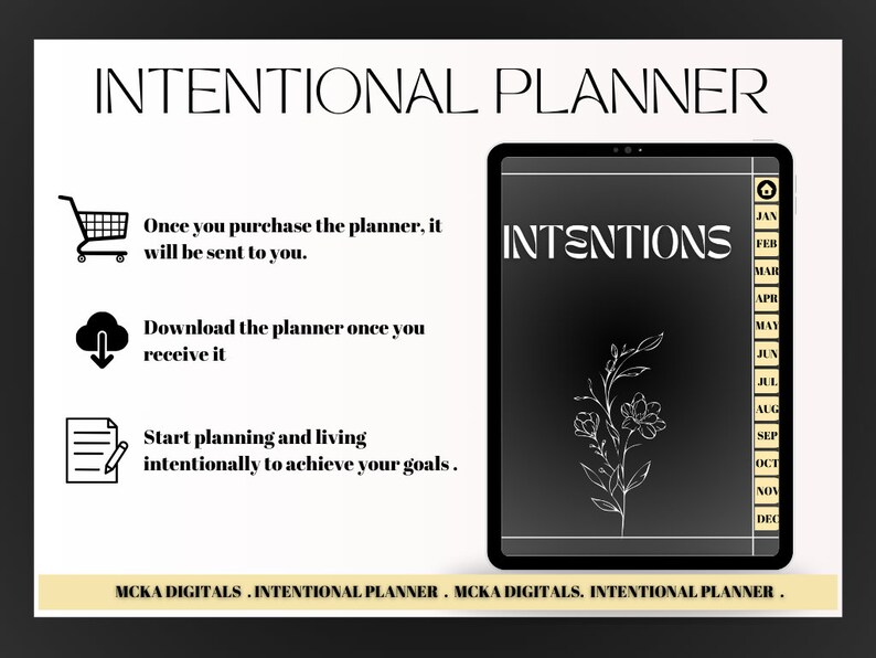 Intentions Planner- Simple Beginner Digital Planner, iPad Planner ...