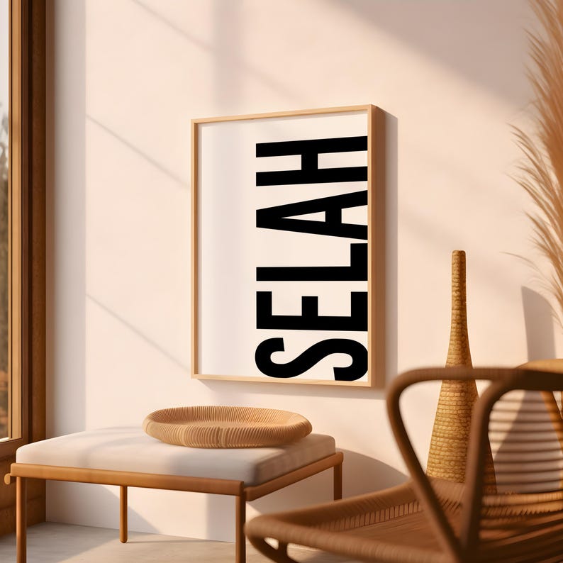 Selah, Minimalist Printable, Bold Typography, Bible Wall Art, Christian ...