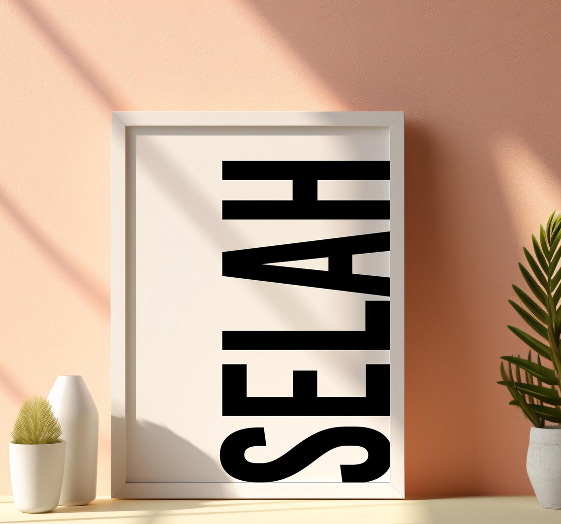 Selah, Minimalist Printable, Bold Typography, Bible Wall Art, Christian ...
